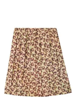 Burberry Paisley-print Silk Pleated Midi Skirt - Neutrals