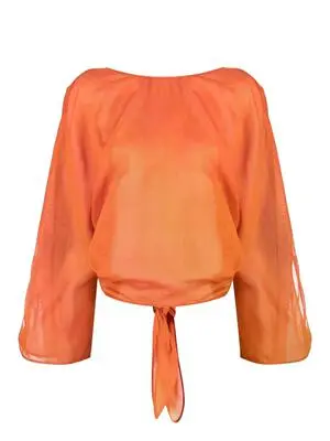 Alberta Ferretti V-back Long-sleeve Blouse - Orange