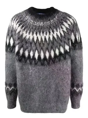 Junya Watanabe Geometric-print Knitted Jumper - Grey