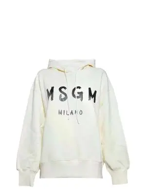 MSGM Graphic-logo Hoodie - Neutrals