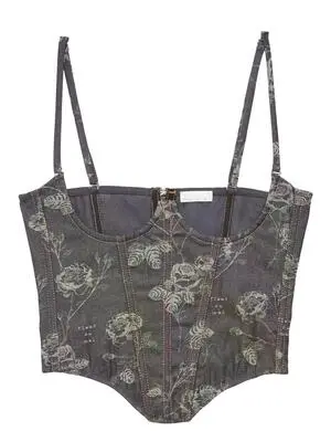 FLEUR DU MAL Jacquard Bustier - Blue