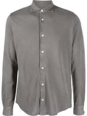 Fedeli Chambray Spread-collar Cotton Shirt - Grey