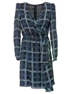 Emporio Armani Check-pattern Dress - Blue