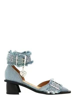 GANNI 50mm Denim Feminine Pumps - Blue