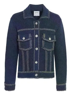 BARRIE Contrast-stitch Knitted Jacket - Blue