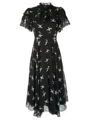 MACGRAW Flight Bird Print Dress - Black