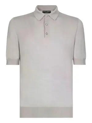 Dolce & Gabbana Fine-knit Polo Shirt - Grey