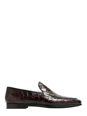 Magnanni Crocodile-embossed Leather Loafers - Red
