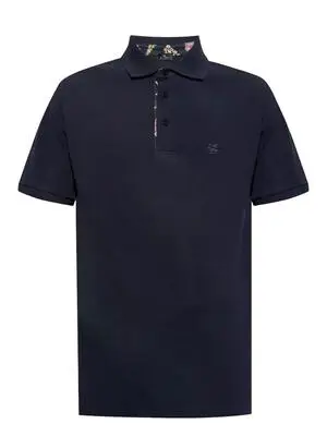 Etro Logo-embroidered Cotton Polo Shirt - Blue