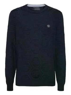Philipp Plein Monogram Jacquard Crewneck Sweater - Blue