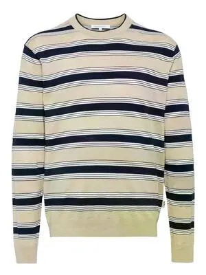 Maison Kitsuné Stripe Print Cotton Blend Sweater - Neutrals