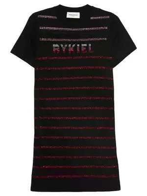 Sonia Rykiel Paris Short-sleeved Rhinestone Mini Dress - Black