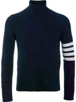 Thom Browne 4-bar Stripe Cashmere Turtleneck - Blue