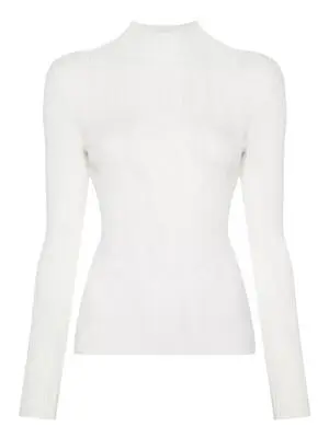 TWINSET Ribbed Turtleneck Sweater - White
