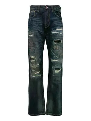 PRIVATE STOCK LABS Whiskering Effect Jeans - Blue