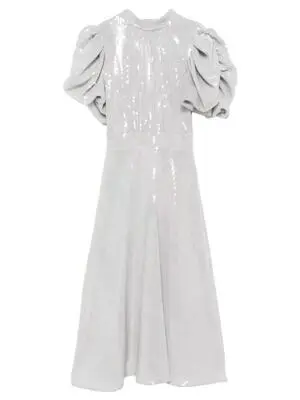 ROTATE BY BIRGER CHRISTENSEN Sequined Puff-sleeve Midi Dress - Grey