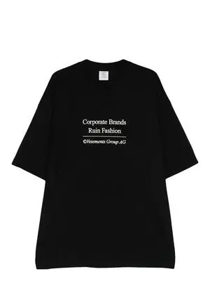 Vetements Logo-embroidered T-shirt - Black