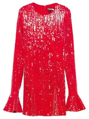 ROTATE BY BIRGER CHRISTENSEN Sequin Embellished Mini Dress - Red