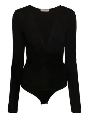TWINSET V-neck Gathered Bodysuit - Black
