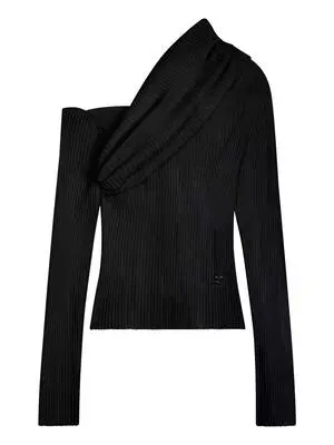 COURREGES Logo-embroidered Knitted Jumper - Black