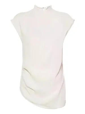 Gauchère Crepe Asymmetric Sleeveless Blouse - Neutrals