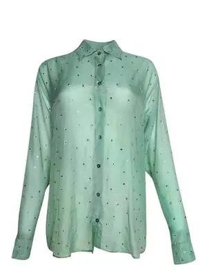 Oseree Gems Crystal-embellished Long-sleeve Shirt - Green