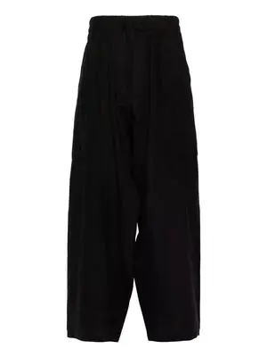 JAN JAN VAN ESSCHE Drop-crotch Linen Trousers - Black