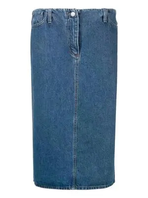 Magda Butrym Engraved-logo Denim Pencil Skirt - Blue