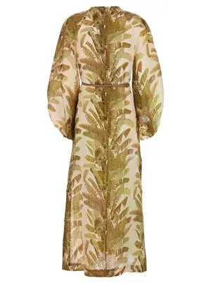 Zimmermann Ascension Leaf-print Midi Dress - Neutrals