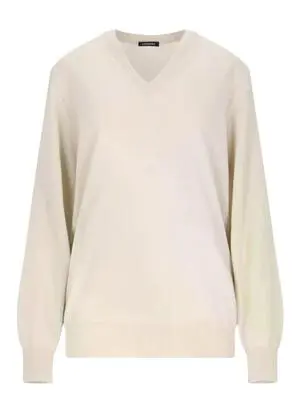 CANESSA Cashmere V-neck Sweater - Neutrals