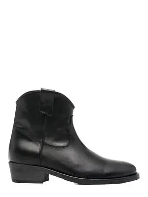 VIA ROMA 15 Cowboy Leather Ankle Boots - Black