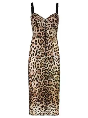 Dolce & Gabbana Leopard-print Midi Dress - Neutrals