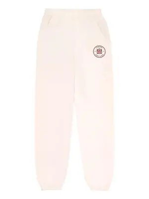 SPORTY & RICH Bristol Crest Cotton Track Pants - Neutrals