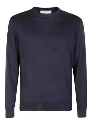 FILIPPO DE LAURENTIIS Crew-neck Fine-knit Sweater - Blue