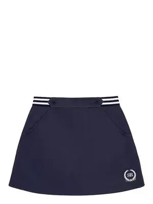 SPORTY & RICH Kelly Logo-embroidered A-line Skirt - Blue