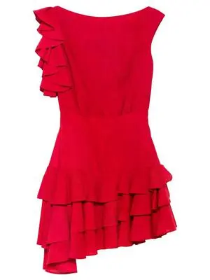 SAIID KOBEISY Ruffled Short Dress - Red