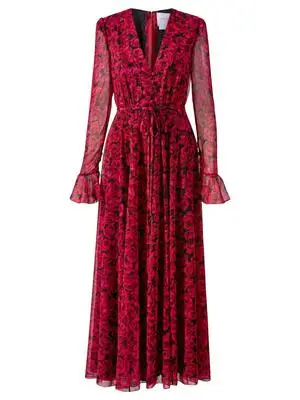 Carolina Herrera Georgette Midi Dress - Red