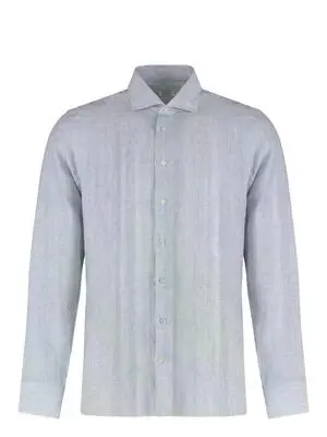 BORRIELLO NAPOLI Striped Long-sleeve Shirt - Blue