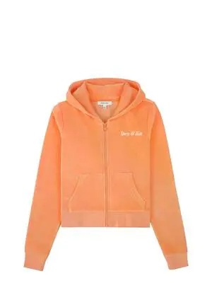 SPORTY & RICH Italic-logo Zip-up Hoodie - Orange