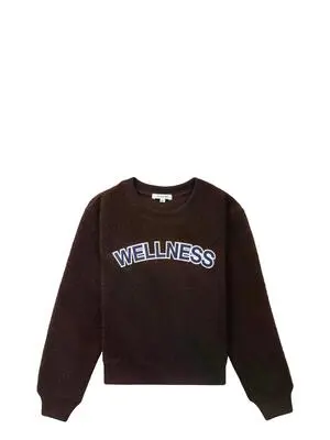 SPORTY & RICH Slogan-patch Fleece Jumper - Brown