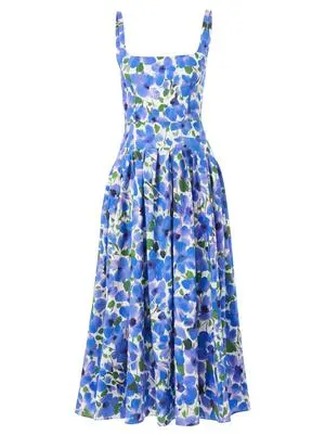 Carolina Herrera Floral-print Midi Dress - Blue