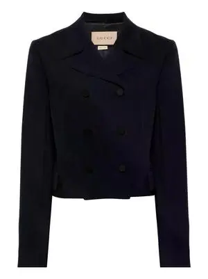 Gucci Double-breasted Cropped Jacket - Blue