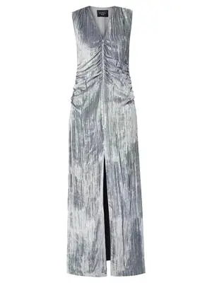 A.M.G. Zip-up Velvet Maxi Dress - Grey