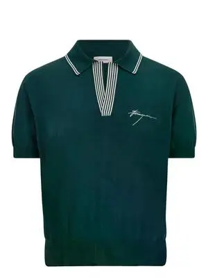 FERRAGAMO Striped-collar T-shirt - Green
