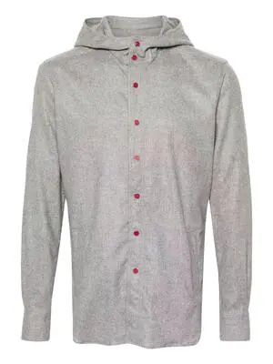 Kiton Mariano Flannel Hooded Shirt - Grey