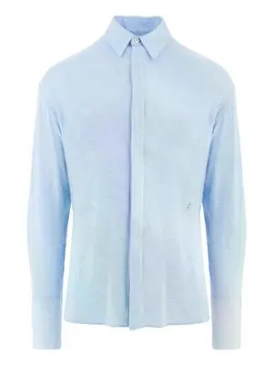 FERRAGAMO Logo-embroidery Stretch-jersey Shirt - Blue