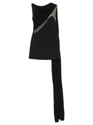 David Koma Tulle-insert Draped Mini Dress - Black