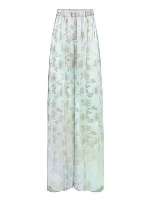 Nina Ricci Floral-jacquard Palazzo Pants - Blue