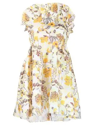 KIKA VARGAS Emily Floral-print Strapless Dress - Yellow