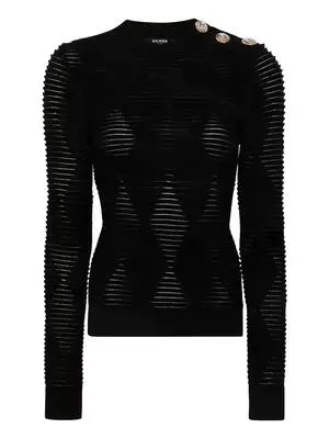 Balmain Embossed-button Jumper - Black